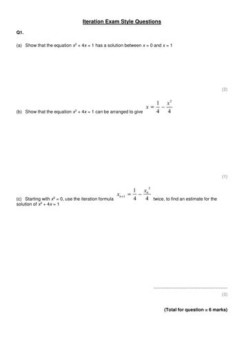 iteration exam style questions teaching resources