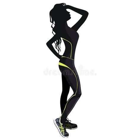 Силуэт девушки в одеждах для фитнеса Иллюстрация вектора иллюстрации насчитывающей людск