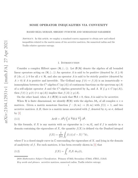 Pdf Some Operator Inequalities Via Convexity
