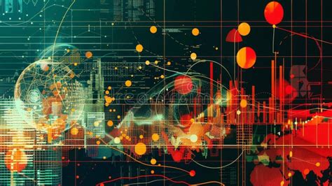 Abstract Digital Network With Global Connections And Data Visualization Stock Illustration