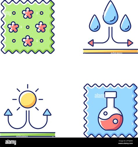 Fabric Properties Vector Flat Color Icon Set Stock Vector Image And Art