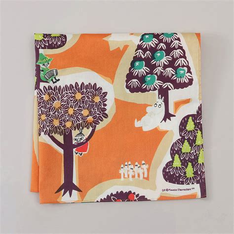 Quarter Report Handkerchief Various Forest Orange Moomin Shop