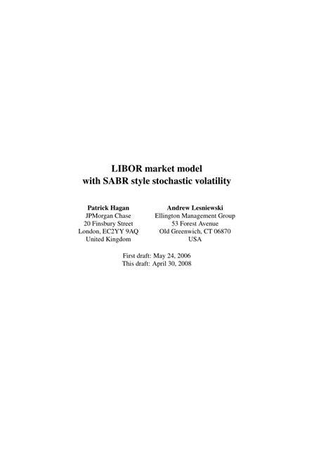 Pdf Libor Market Model With Sabr Style Stochastic Volatility