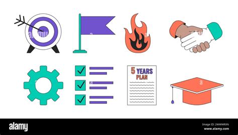 Building Career 2d Linear Cartoon Objects Set Stock Vector Image And Art