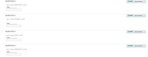 Solved QUESTION 1 2 Points Saved Use The Following Variable Chegg Com