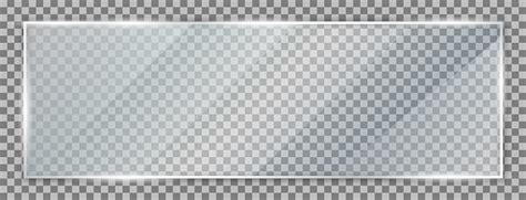 투명한 배경에 유리 판 명확한 유리 진열장 직사각형 프레임의 현실적인 투명 창 모형 눈부심과 빛이있는 유리 질감 재고 벽에 대한