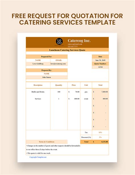 Catering Quote Template At Tyson Bathurst Blog