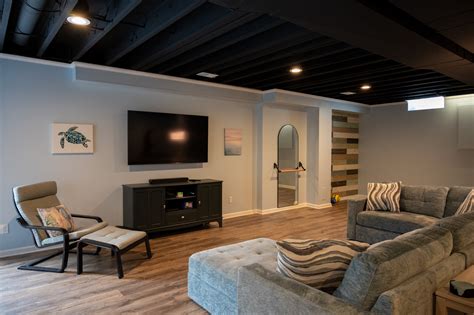 Finished Basement with Wet Bar and Half Bath in Commerce Twp, MI - Basements Plus