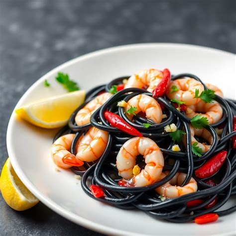 Black Spaghetti With Garlic And Seafood Recipe Cookaifood