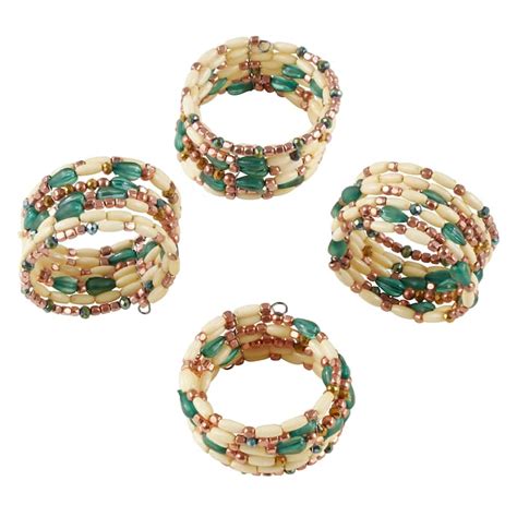 Beaded Design Table Napkin Rings Set Of 4 Overstock 23480055