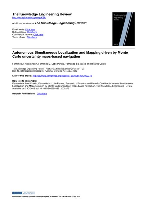 PDF Autonomous Simultaneous Localization And Mapping Driven By Monte Carlo Uncertainty Maps