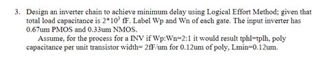 Solved Design An Inverter Chain To Achieve Minimum Delay Chegg Com