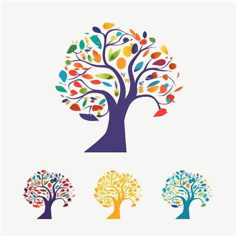 Premium AI Image Colorful Tree Logo Set For Dementia Care