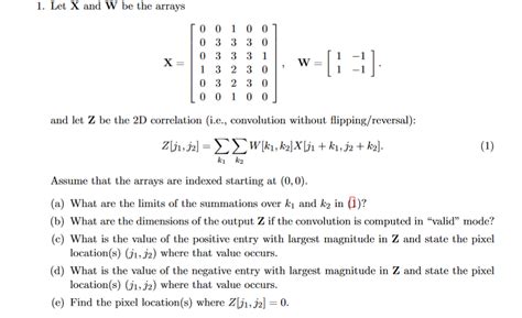 Solved Let X And W Be The Arrays Chegg