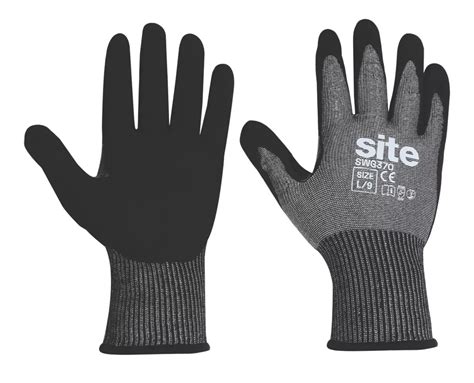 Site Swg370 Cut Resistant Gloves Grey Black Large Screwfix