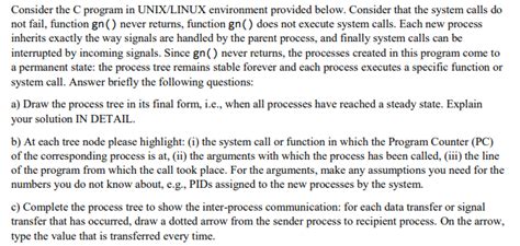 Consider The C Program In UNIX LINUX Environment Chegg