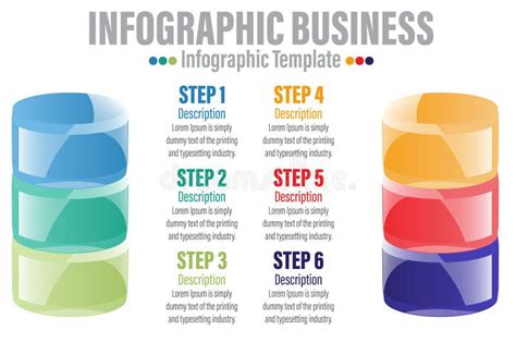 D Box Template Infographic With Steps Or Six Options Design Can Be Used For Diagram Chart