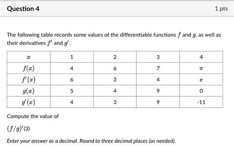 solved the following table records some values of the