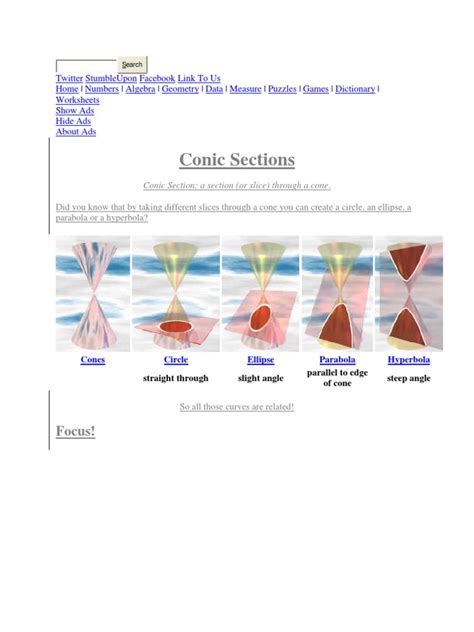 Conic Sections Pdf Ellipse Analytic Geometry