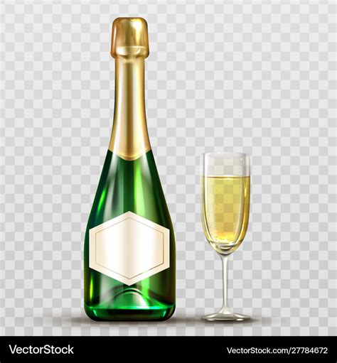 Champagne Bottle And Wineglass Isolated Clip Art Vector Image