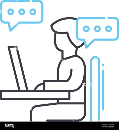 Distance Work Line Icon Outline Symbol Vector Illustration Concept