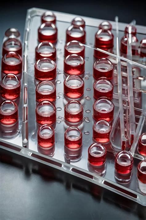 Orange Solution In Science Glass Flask In Blue Chemistry School Laboratory Background Stock