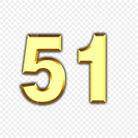 Number 51 Clipart Transparent Background Number 51 Golden Font
