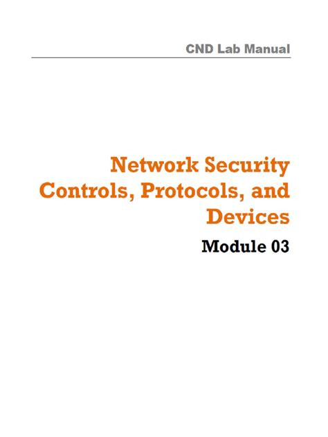 Cnd Labs Module 03 Network Security Controls Protocols And Devices Pdf
