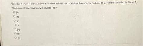 solved consider the full set of equivalence classes for the