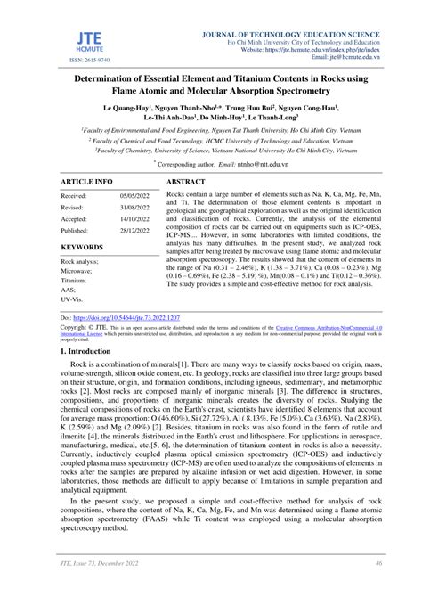 Pdf Determination Of Essential Element And Titanium Contents In Rocks