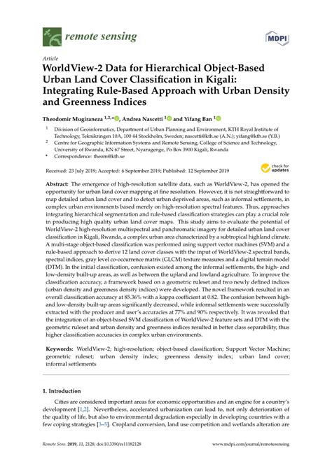 Pdf Worldview 2 Data For Hierarchical Object Based Urban Land Cover Classification In Kigali