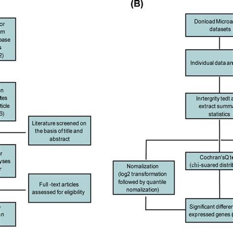 flowcharts for microarray datasets selection and meta analysis a