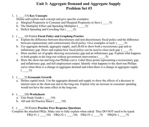 Unit 3 Aggregate Demand And Aggregate Supply Problem Set 3 1