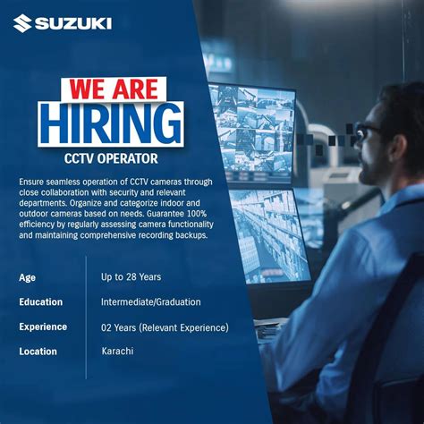Farrukh Ahmed Khan On Linkedin Jobopportunity Paksuzuki Cctvoperator Karachijobs
