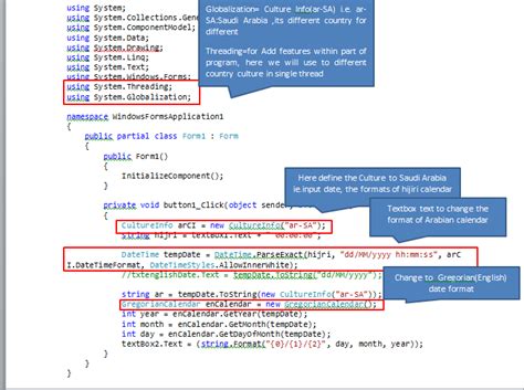 Arabic Calendar Date To English Calendar Date In Windows Form C
