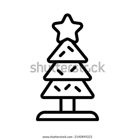 Christmas Tree Icon Line Art Style Stock Vector Royalty Free 2140849221 Shutterstock