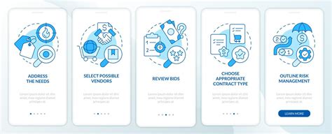 Basic Procurement Steps Blue Onboarding Mobile App Screen Walkthrough 5 Steps Editable Graphic