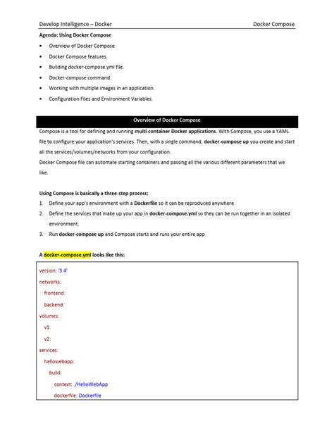 Develop Intelligence Docker Docker Compose Pdf Command Line Interface Computer Science