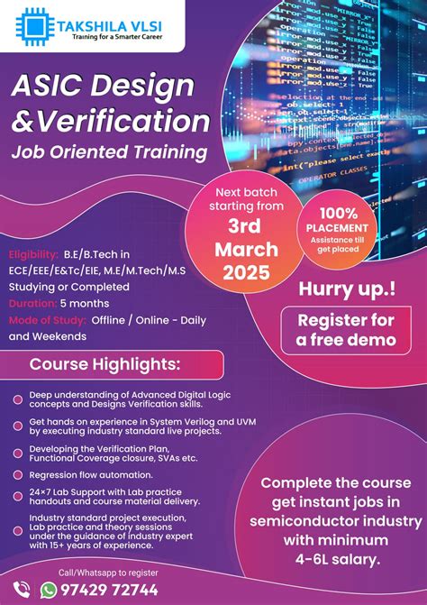 asic design and verification course with 100 placement assistance till