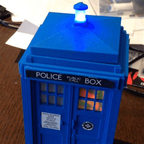 3d printed tardis with arduino lights and sounds maker hacks