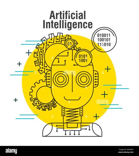 Artificial Intelligence Robot Code Binary Gear Work Technology Stock
