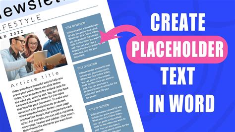 Create Placeholder Or Random Text In Microsoft Word Youtube