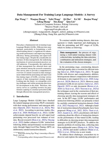 Data Management For Training Large Language Models Pdf Computing Information Science