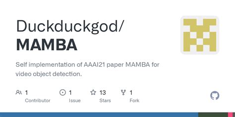 GitHub Duckduckgod MAMBA Self Implementation Of AAAI Paper MAMBA For Video Object Detection