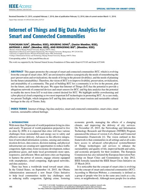 Internet Of Things And Big Data Analytics For Smart And Connected Communities Pdf Internet