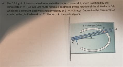 solved the 0 2 kg pin p is constrained to move in the smooth