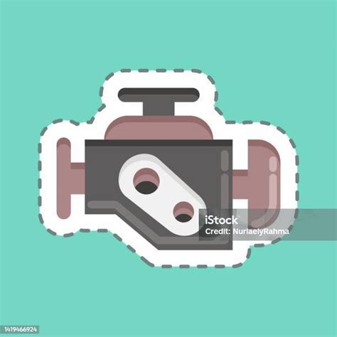 스티커 라인 컷 엔진 경고 자동차 기호에 적합합니다 편집 가능한 간단한 디자인 디자인 템플릿 벡터 간단한 그림 감지기에 대한