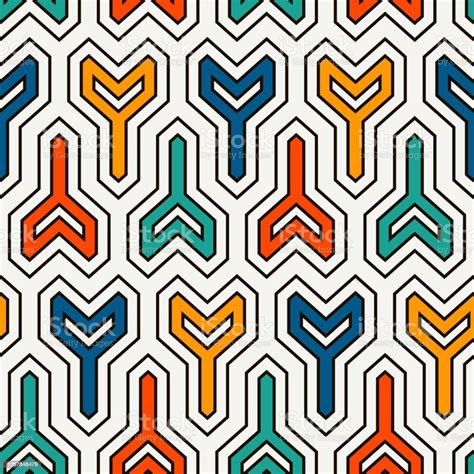 세 개의 갈래 블록 배경을 연동합니다 윈더 키 모티프 기하학적 인물이 있는 민족의 매끄러운 표면 패턴 다트에 대한 스톡 벡터