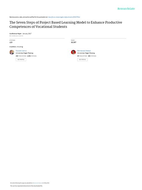 the seven steps of project based learning model to pdf project