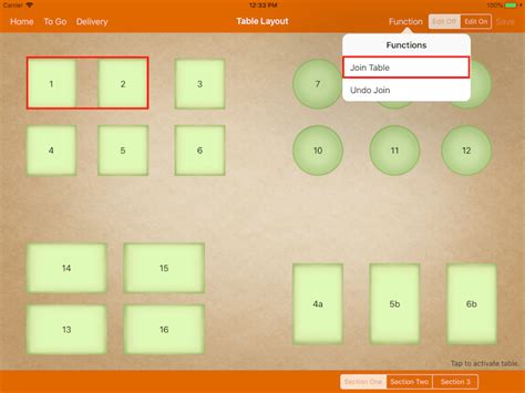 Table Table Operations Diner Dashboard